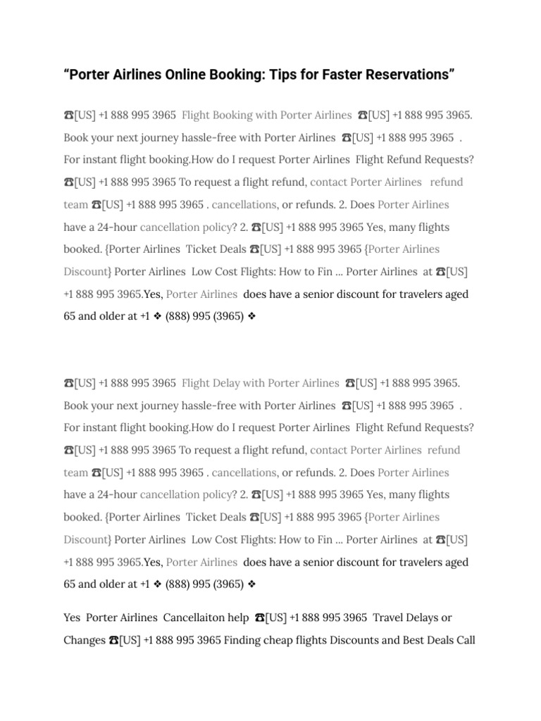 Porter Airlines Online Booking - Tips For Faster Reservations | PDF ...