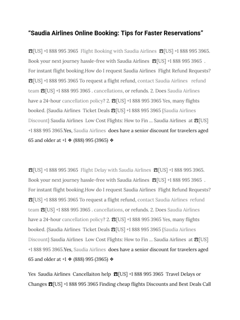 “Saudia Airlines Online Booking_ Tips for Faster Reservations” | PDF ...