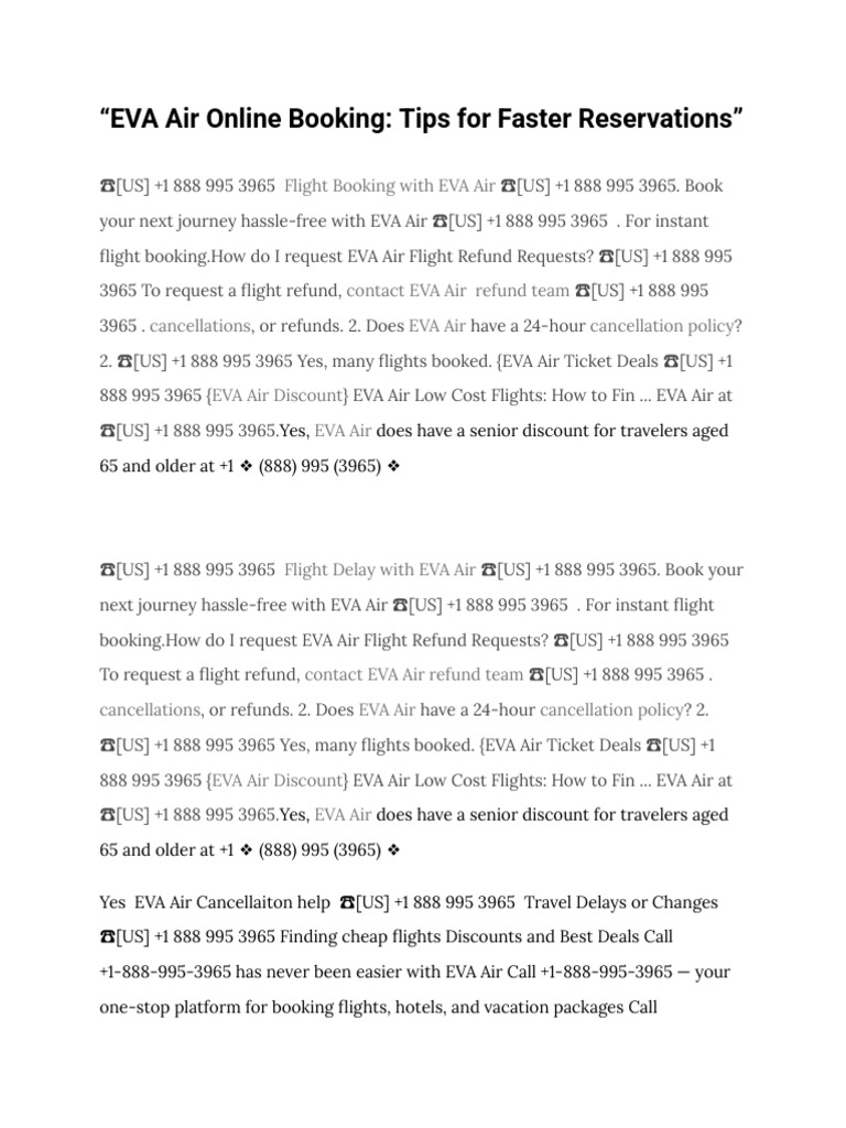 EVA Air Booking Tips & Refund Guide | PDF | Airlines