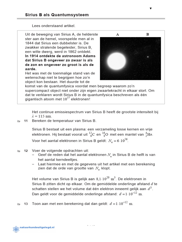 Sirius B Als Quantumsysteem | PDF