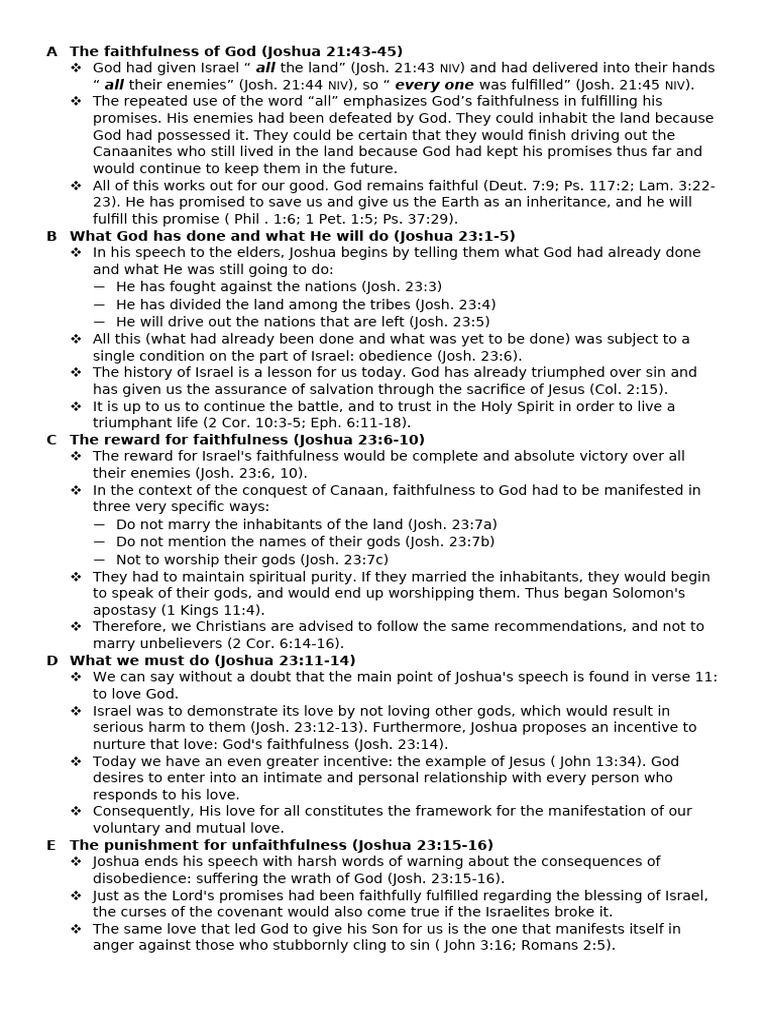 outline_2025t412 | PDF | Joshua | Assurance (Theology)