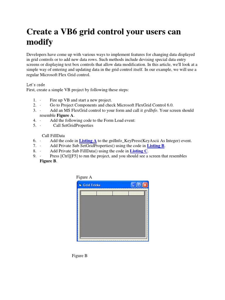 Create A VB6 Grid Control Your Users Can Modify | PDF | Computer Engineering | Computing
