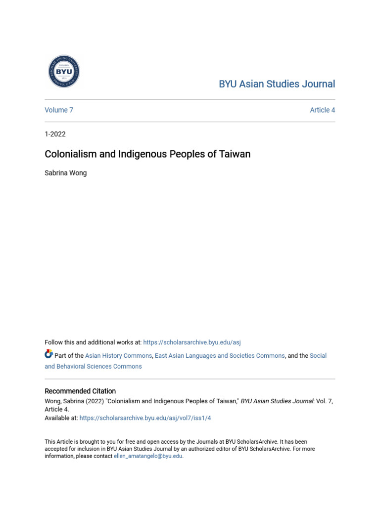 Colonialism's Impact on Taiwan's Indigenous Peoples | PDF | Taiwan ...