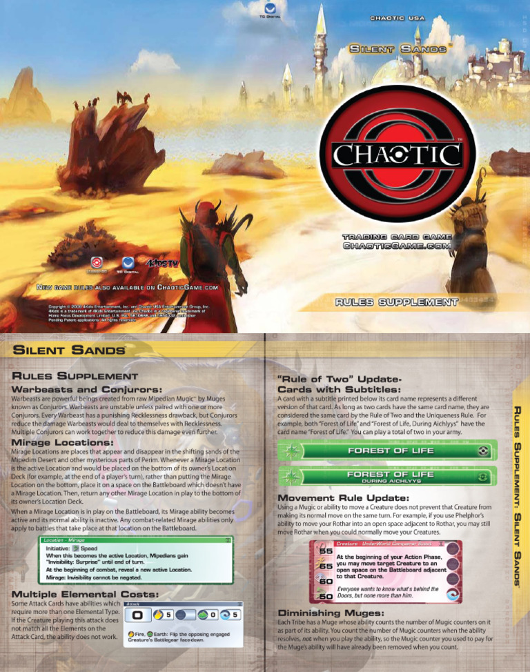 Chaotic TCG - Rules Supplement - Silent Sands | PDF