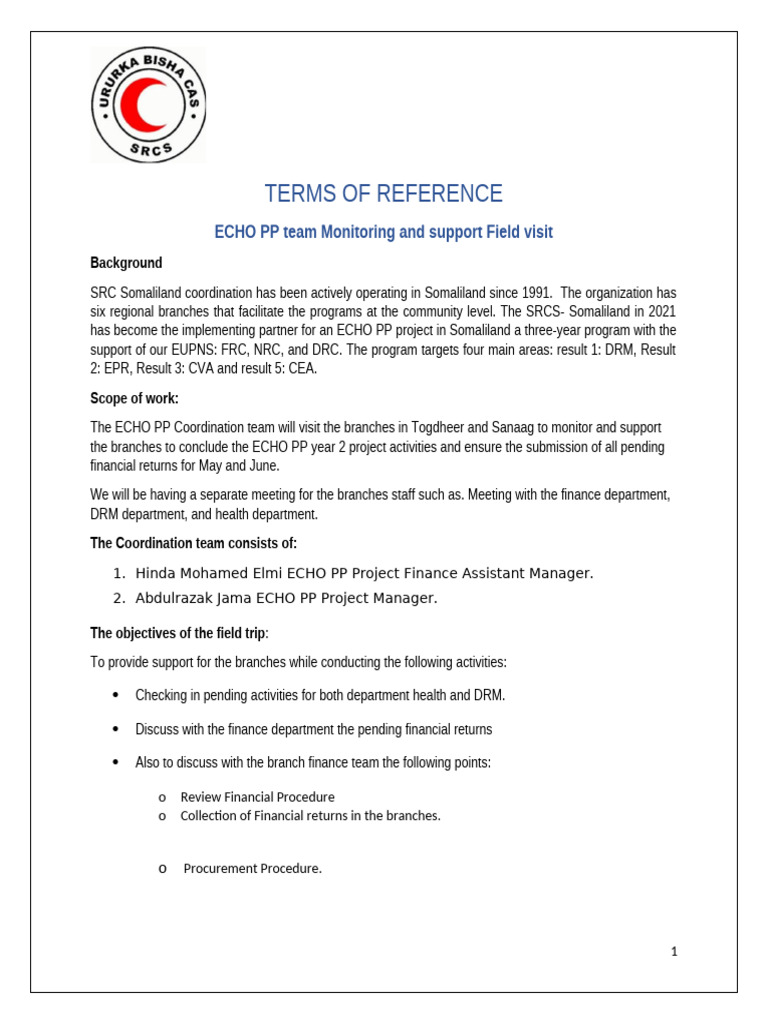 TOR ECHO PP Team Monitoring Field Trip - 9-6-2024 | PDF