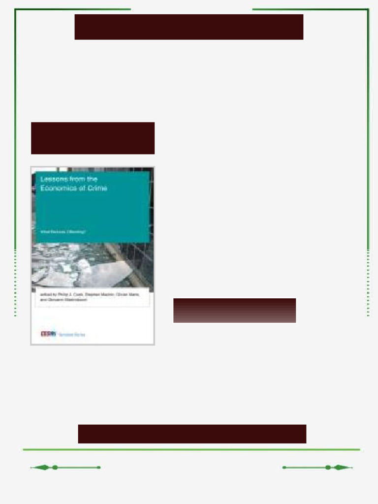 Lessons from the Economics of Crime What Reduces Offending 1st Edition ...