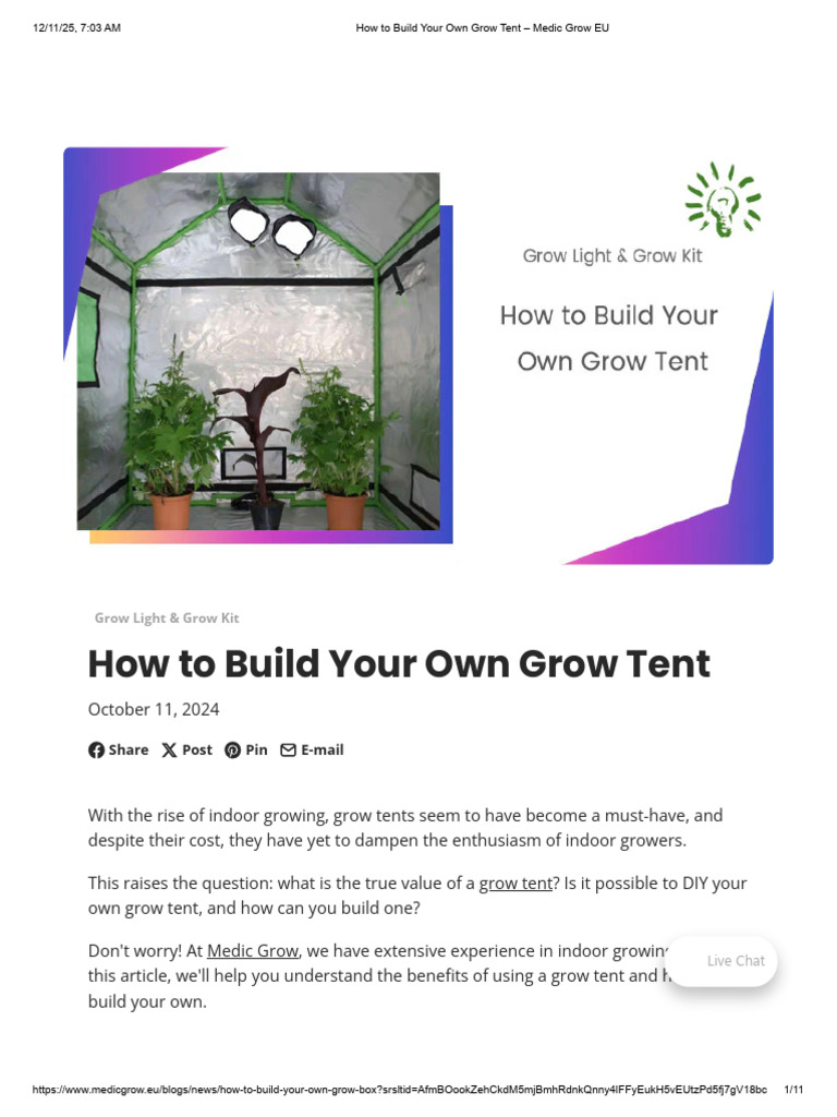 How to Build Your Own Grow Tent – Medic Grow EU | PDF | Air ...