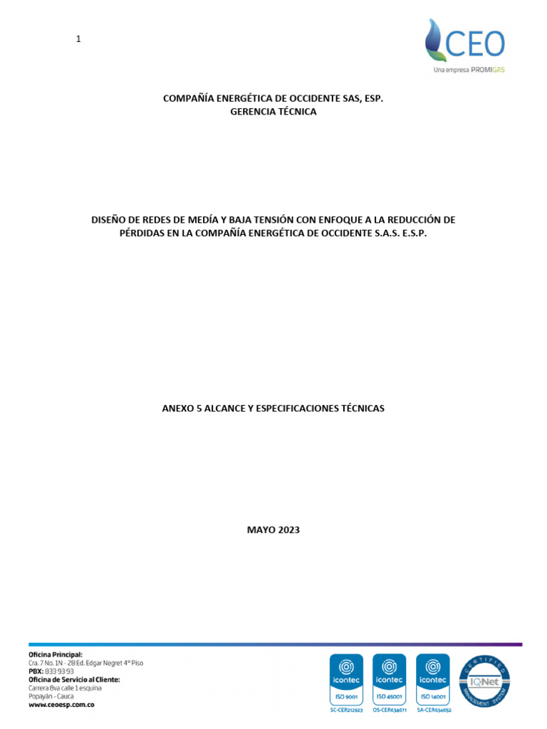 Anexo F - Especificaciones técnicas | PDF | Cableado eléctrico ...
