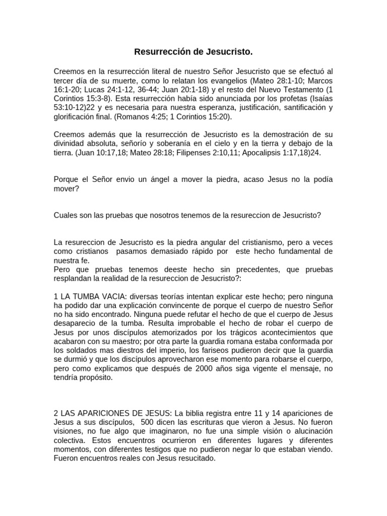 Pruebas de la Resurrección de Jesucristo | PDF | La resurrección de ...