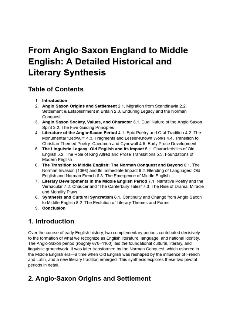 Anglo-Saxon to Middle English Evolution | PDF | Beowulf | English Language