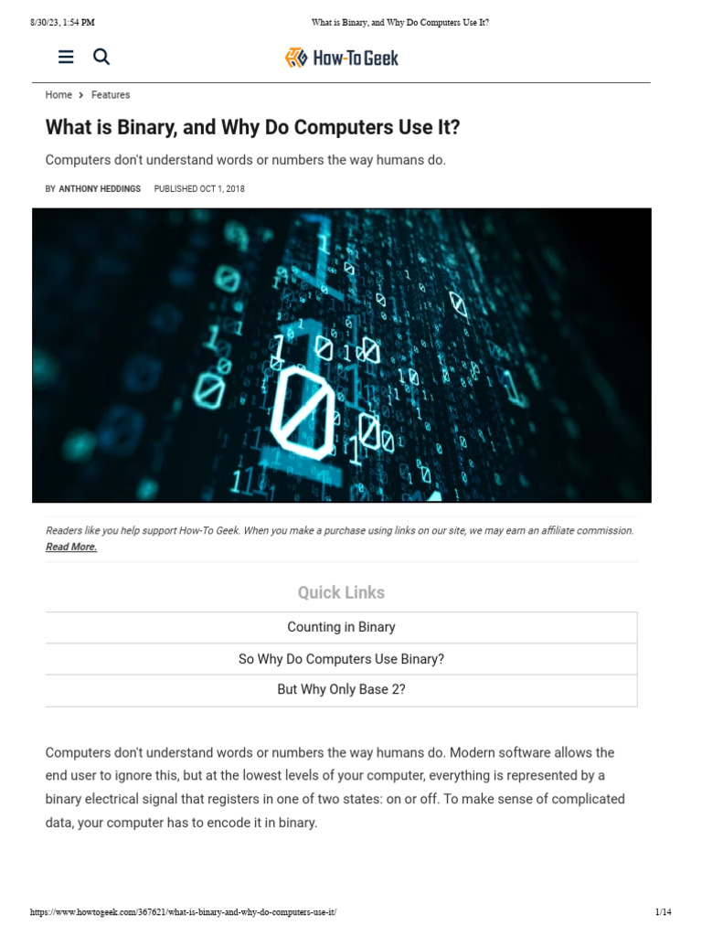 1. Heddings - What is Binary, And Why Do Computers Use It | PDF | Logic ...