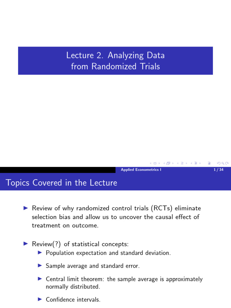 Analyzing Randomized Trials Data | PDF | Standard Error | Variance