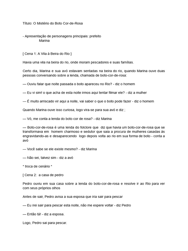 Mistério do Boto Cor-de-Rosa na Vila | PDF