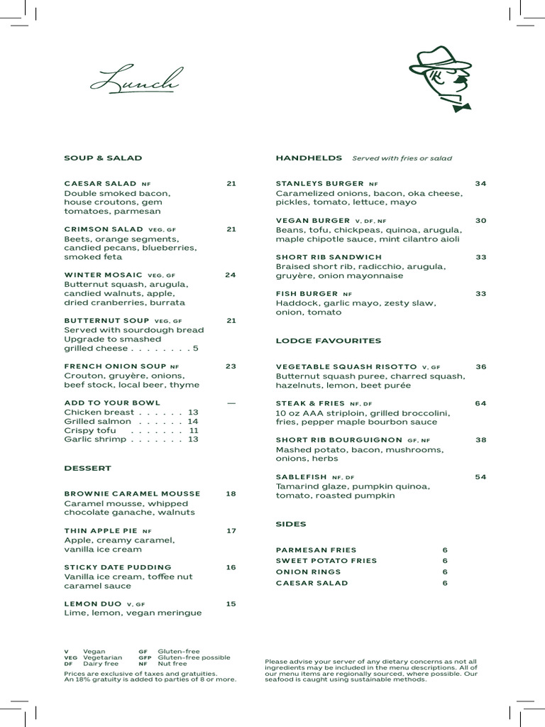 Stanley's Lunch Menu_print File_revised | PDF | Hamburgers | Caramel