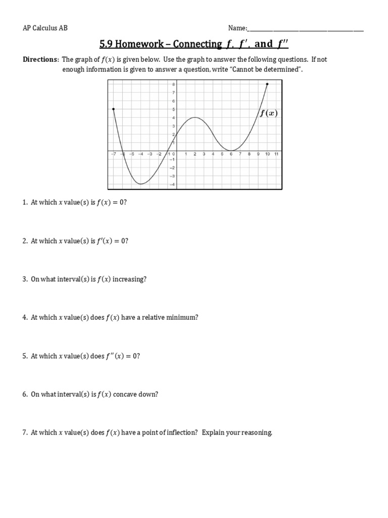 5.9 Homework - Connecting F, F', F'' | PDF | Mathematical Analysis ...