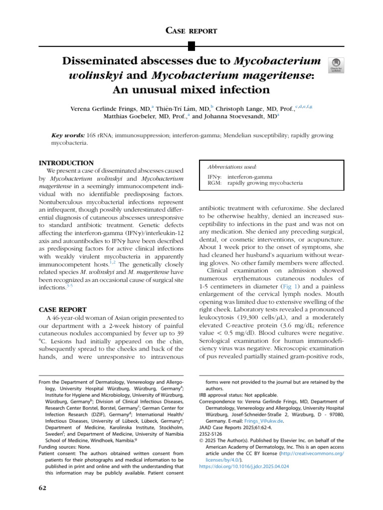 Disseminated Abscesses Due to Em Mycobacterium Wo | PDF | Mycobacterium ...