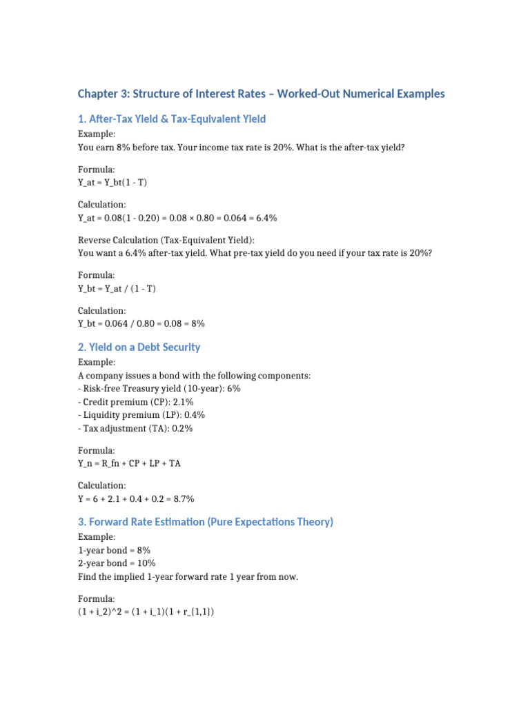 Interest Rates Worked Examples | PDF