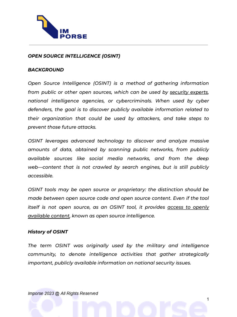 Understanding Open Source Intelligence (OSINT) | PDF | Security ...