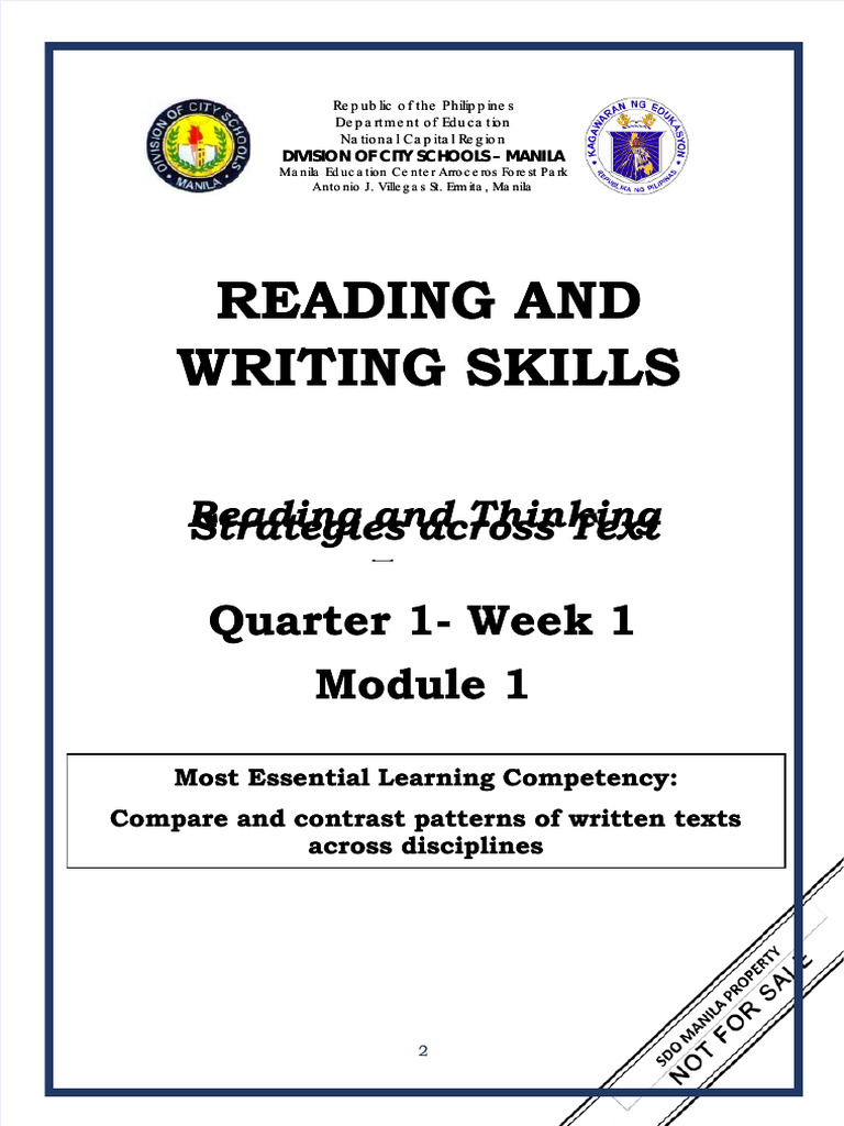 Reading and Writing q1 w1 Mod1 | PDF