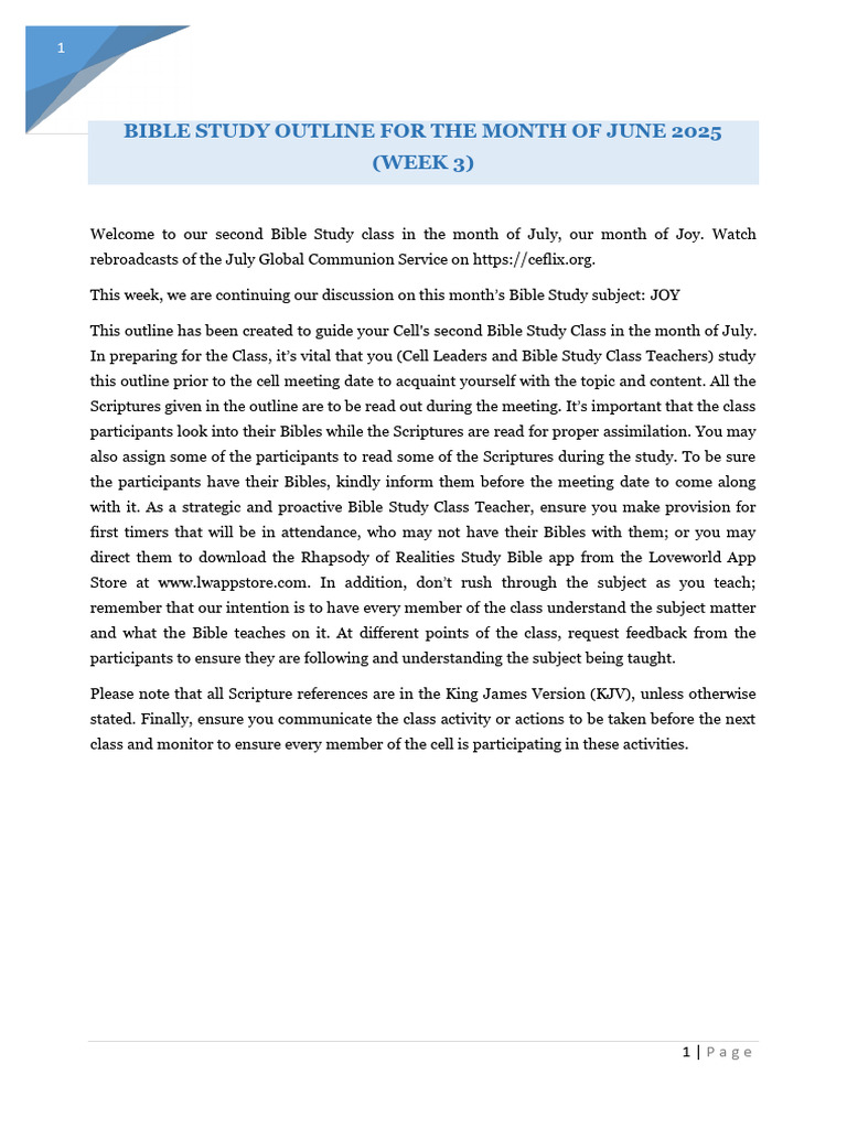 1752409643-Joy-Bible Study Outline For The Month of July Week 3-1 | PDF ...