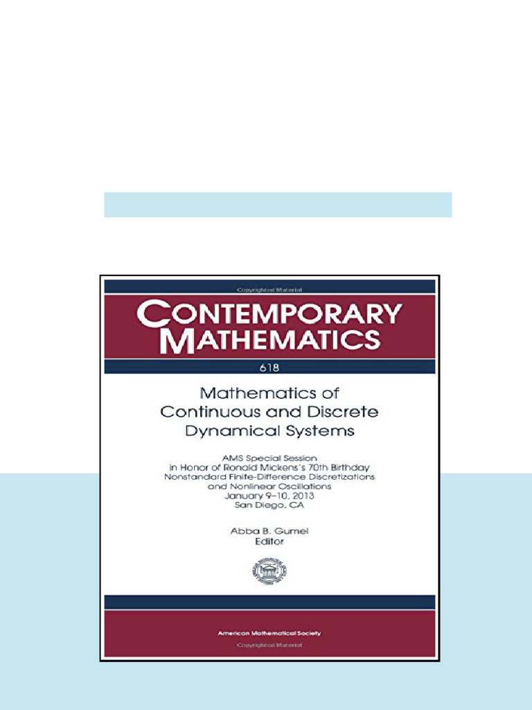 Mathematics Of Continuous And Discrete Dynamical Systems Abba B Gumel ...