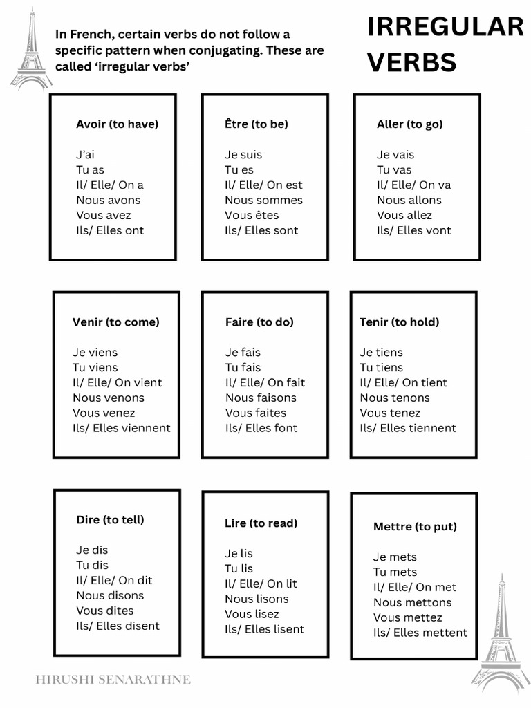 French Irregular Verbs PDF | PDF