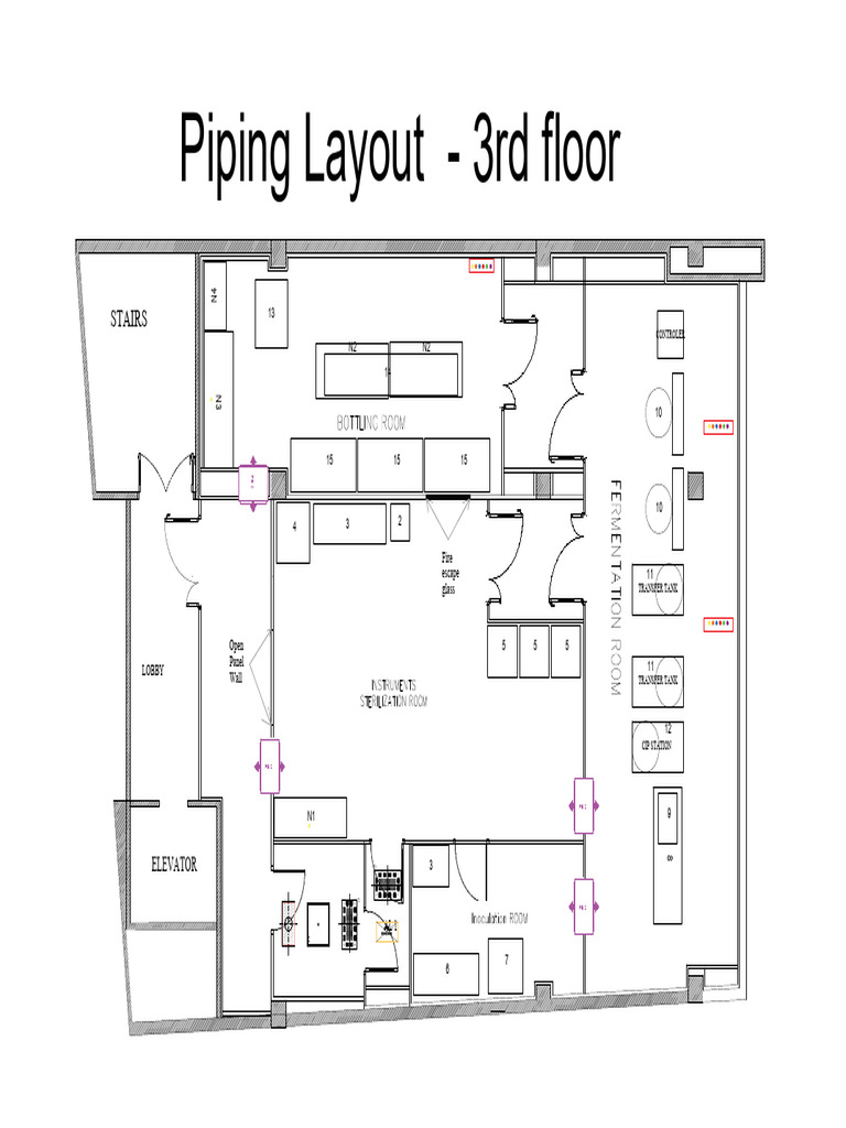 3rd Floor Piping Layout and Features | PDF