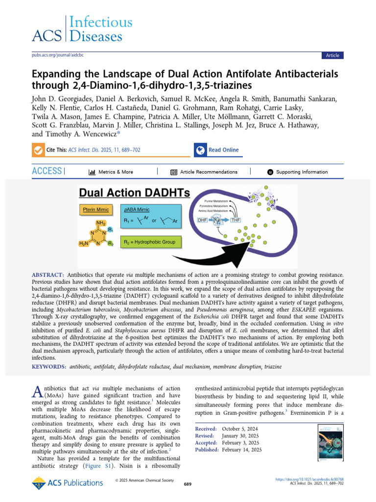 Dual Action Antifolate Antibiotics | PDF | Active Site | Antimicrobial ...