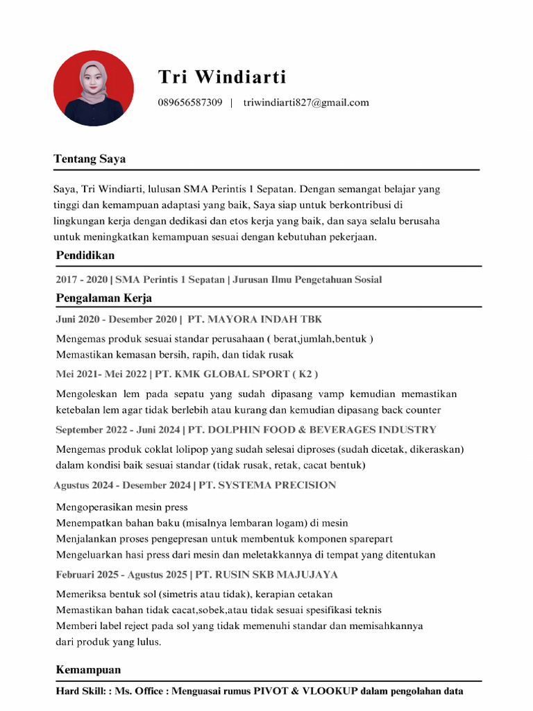 CV Tri Windiarti | PDF