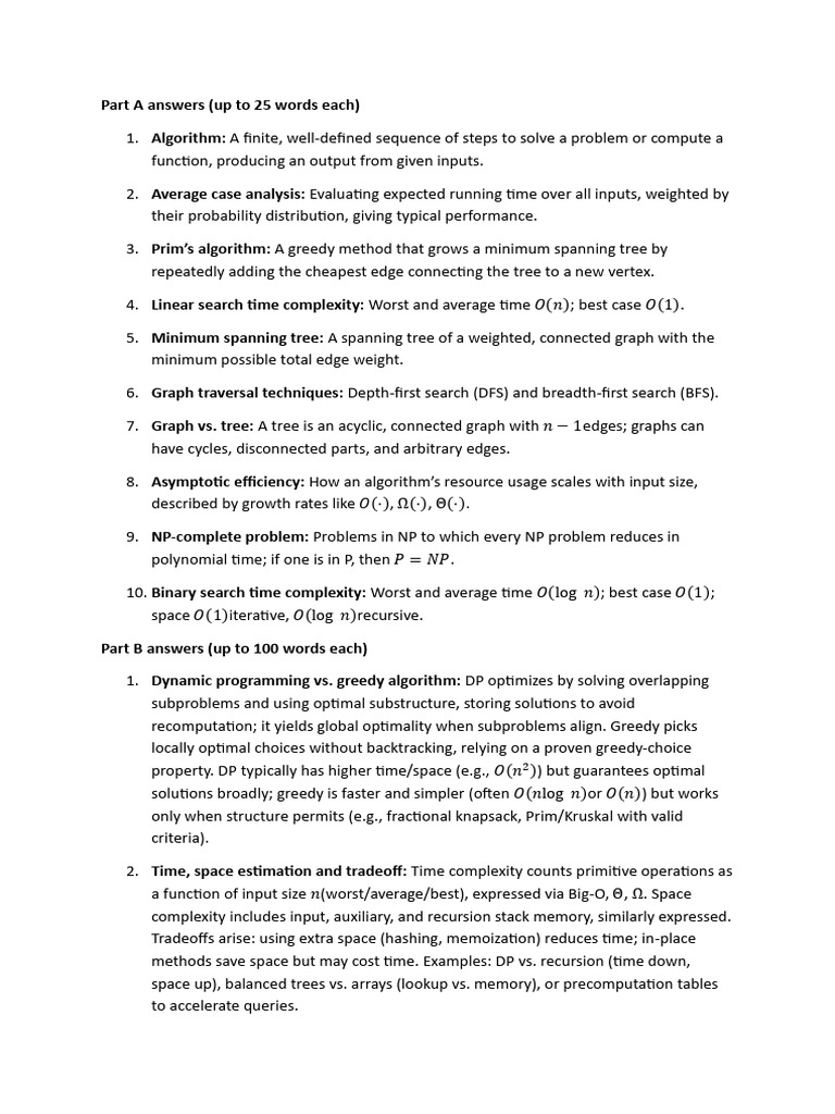 Key Algorithms and Complexity Concepts | PDF | Theoretical Computer ...