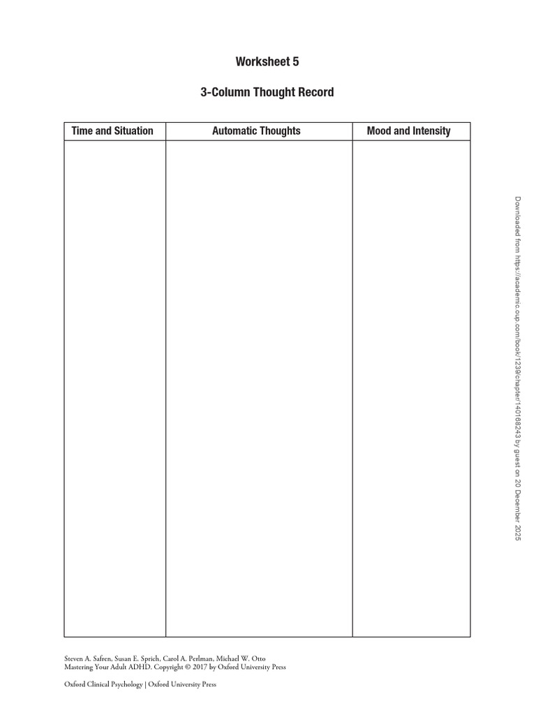 3-Column Thought Record | PDF