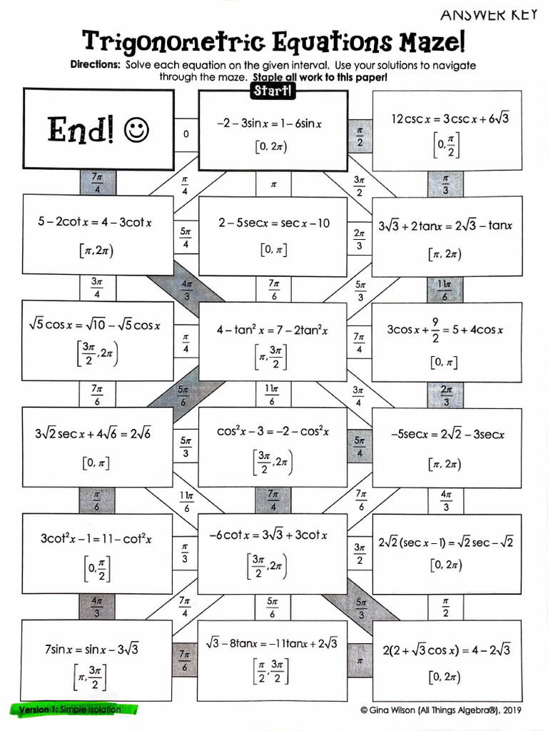 Maze Equation Answers | PDF