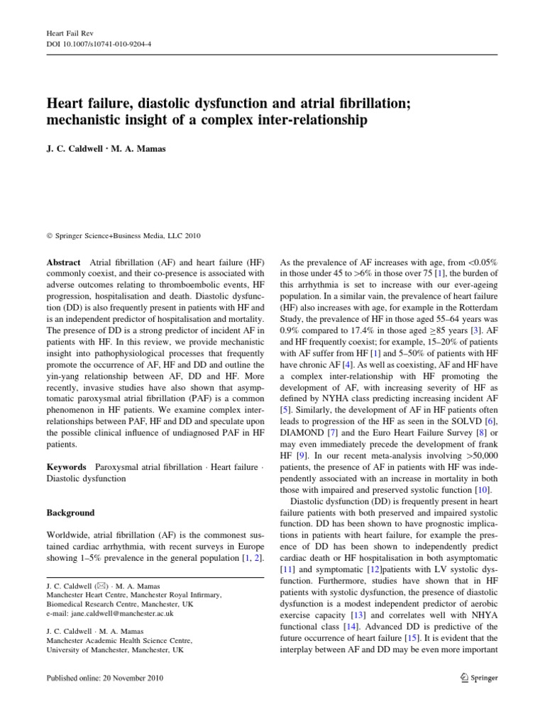 Heart Failure, Diastolic Dysfunction and Atrial Fibrillation ...