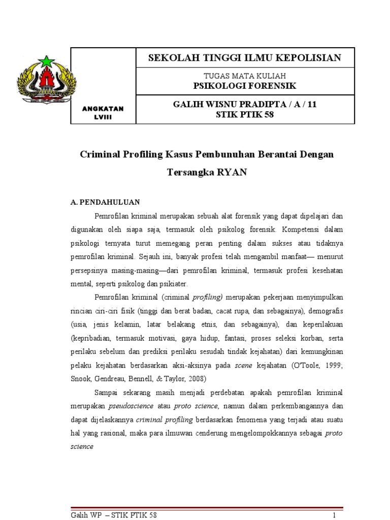 Criminal Profilling Kasus Ryan | PDF