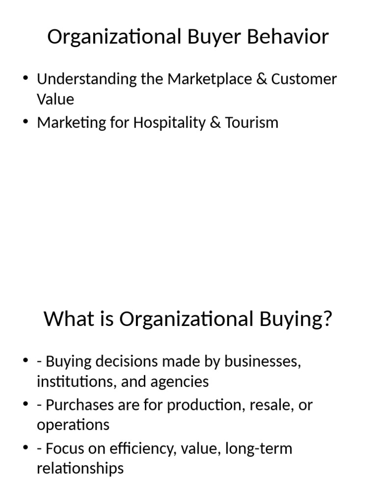 Understanding Organizational Buying Behavior | PDF | Procurement ...