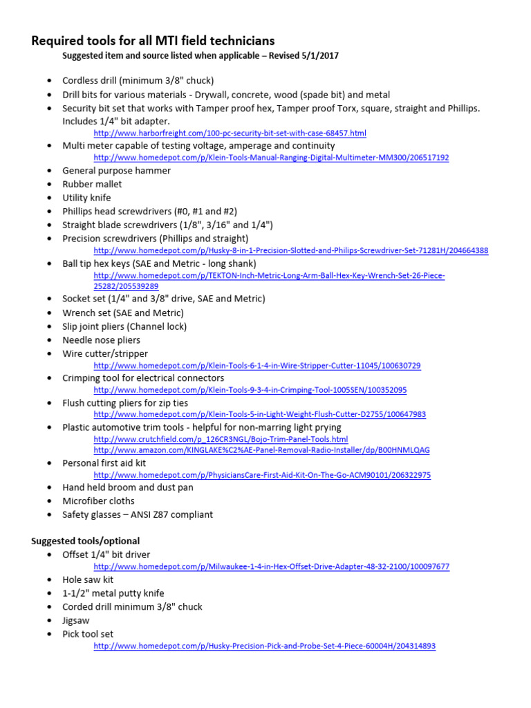 Essential Tools for MTI Technicians | PDF | Electrical Connector ...