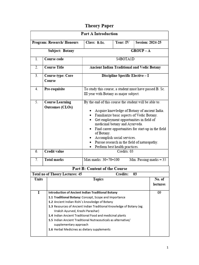 S4-BOTA1D-Q Ancient Indian Traditional and Vedic Botany | PDF | Vedas ...