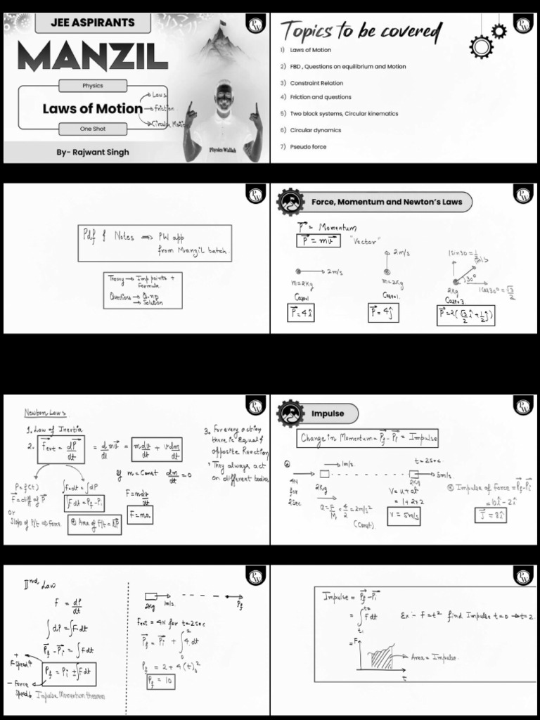 Newton Laws of Motion Class Notes (One Shot) | PDF