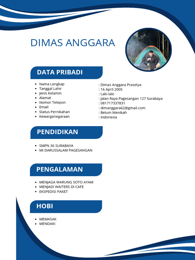 Dimas Anggara Prasetya 16 April 2005 Laki-Laki Jalan Raya Pagesangan ...