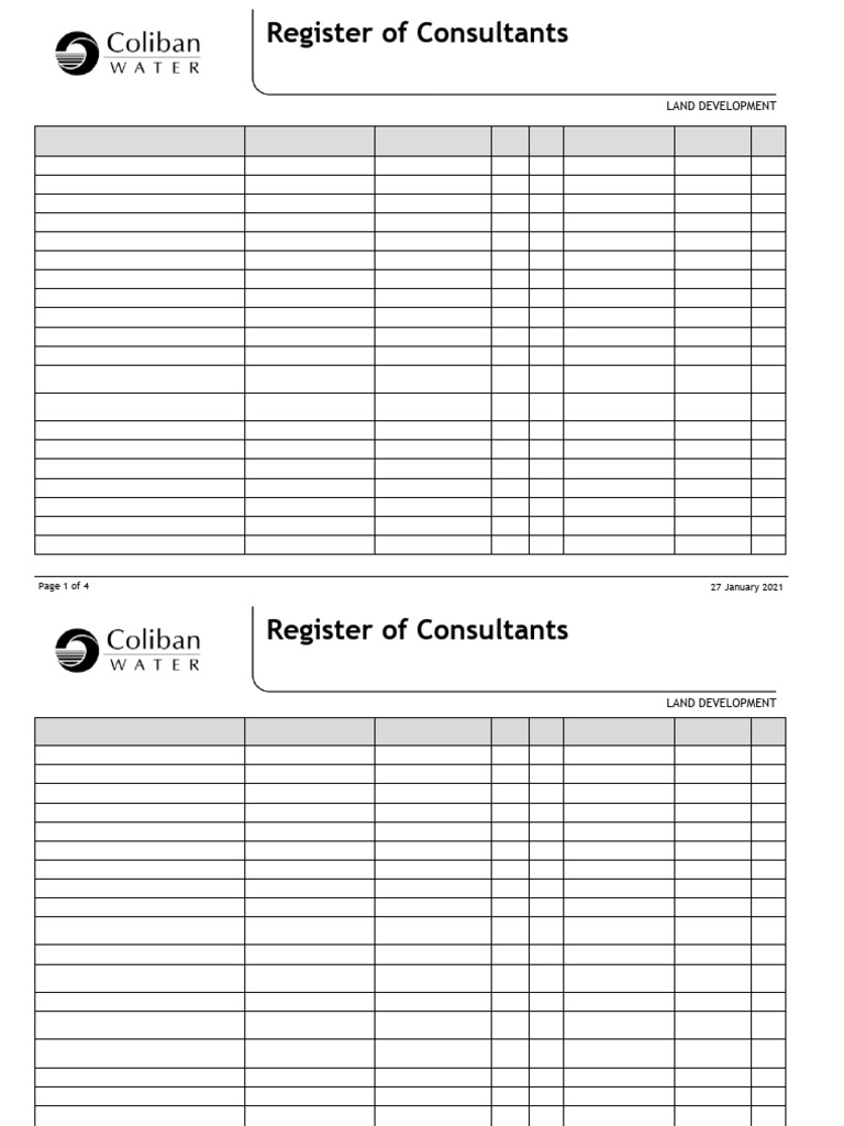Consultant Register For Land Development Mains Extensions | PDF