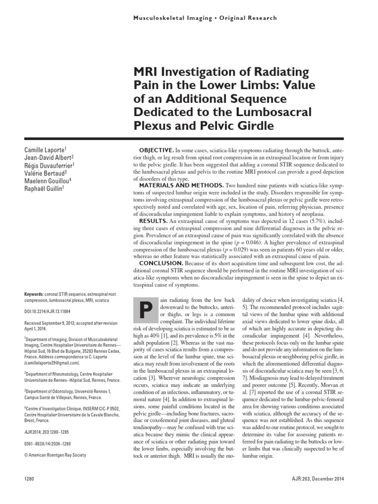 MRI Protocol for Sciatica Assessment | PDF | Hip | Pelvis