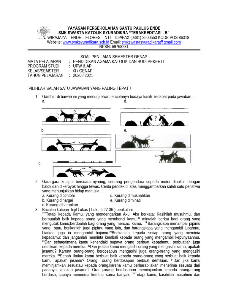 Soal Pas Xi & x Sem 2 2020 & 2021 | PDF