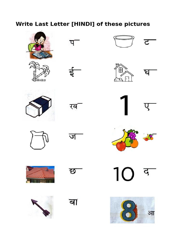 Hindi Vyanjana Letter-Picture | PDF