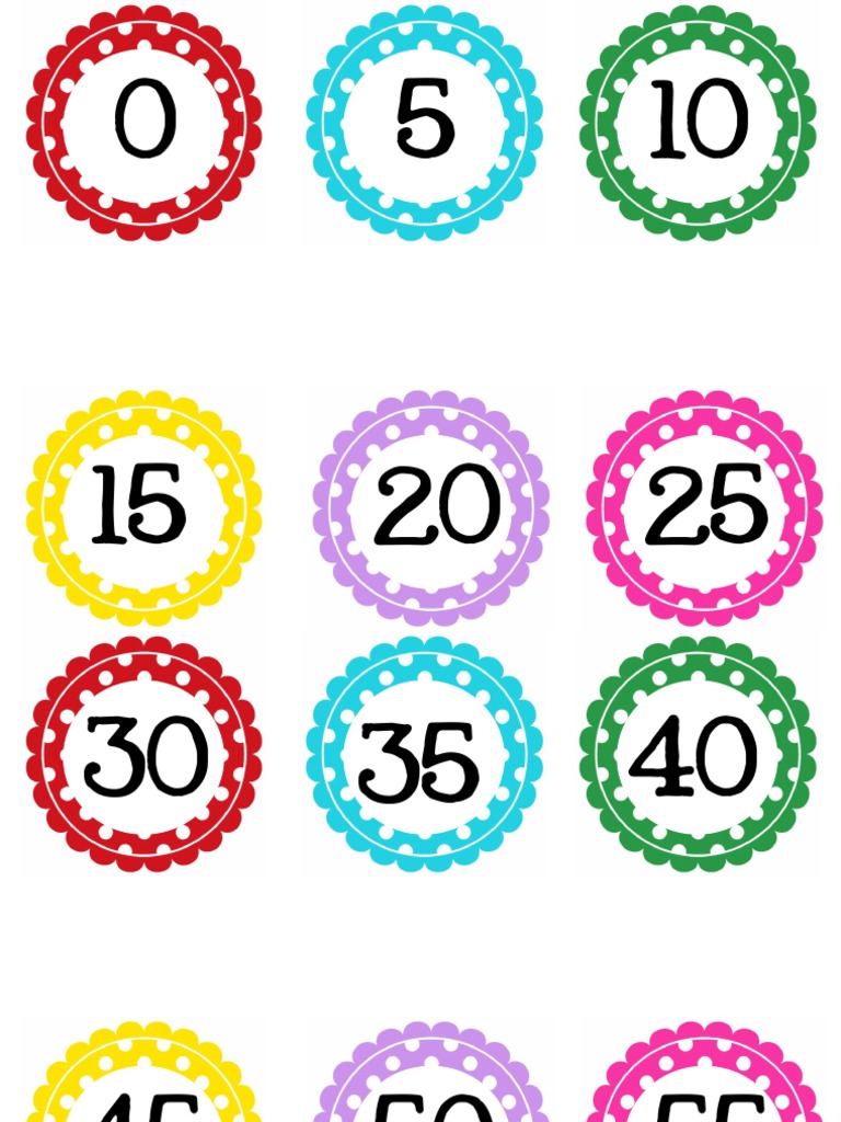 Circle Polka Dot Numbers 0-100 by 5's | PDF