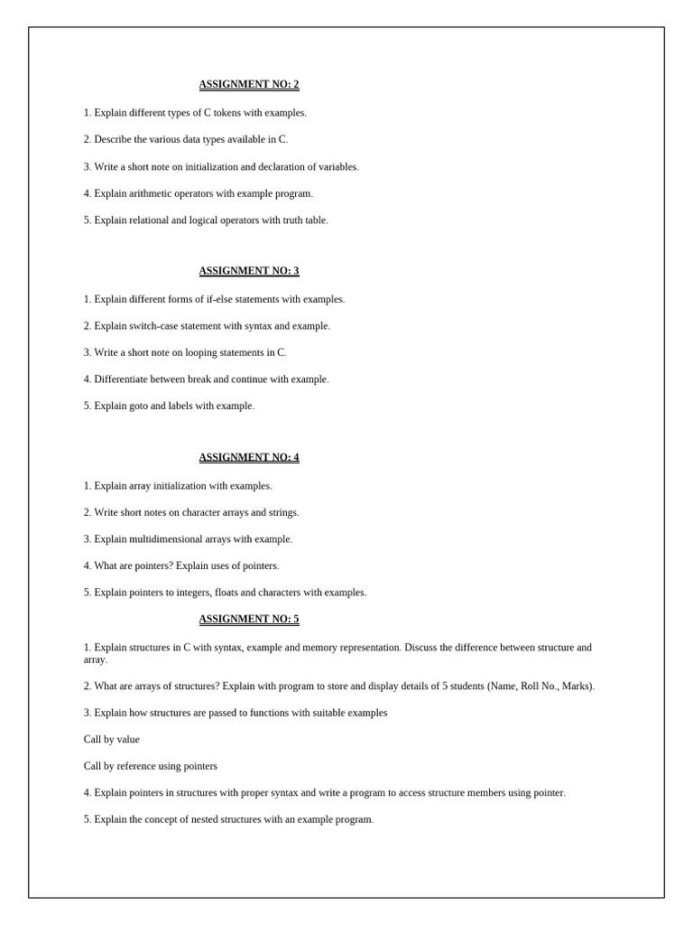 Pps Assigment Unit 3 and 4 & 5 Units | PDF