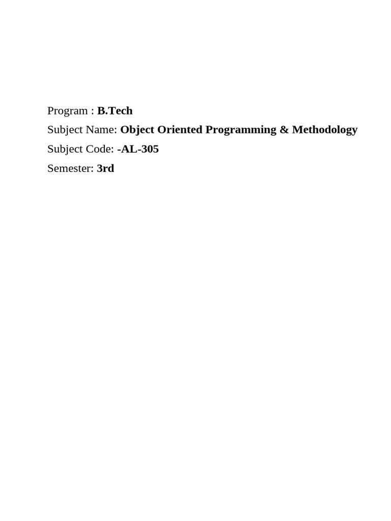 Unit 1 - Object Oriented Programming and Methodology - WWW - Rgpvnotes ...