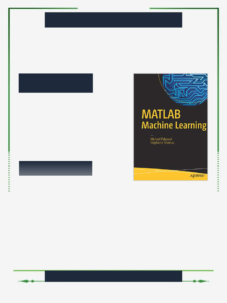MATLAB Machine Learning 1st Edition Michael Paluszek newest eBook ...