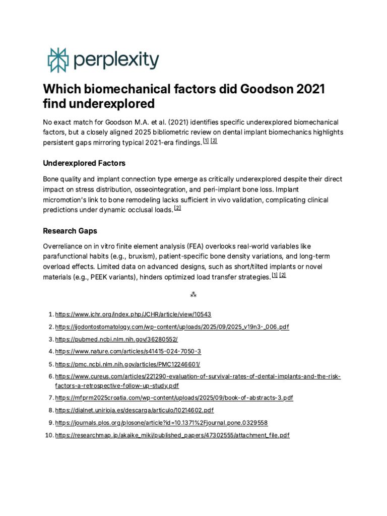 Underexplored Factors in Dental Implants | PDF
