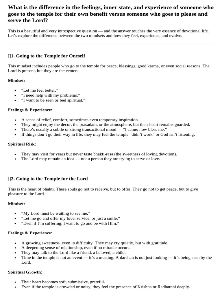 Temple Visits: Self vs. Serving the Lord | PDF | Experience | Love
