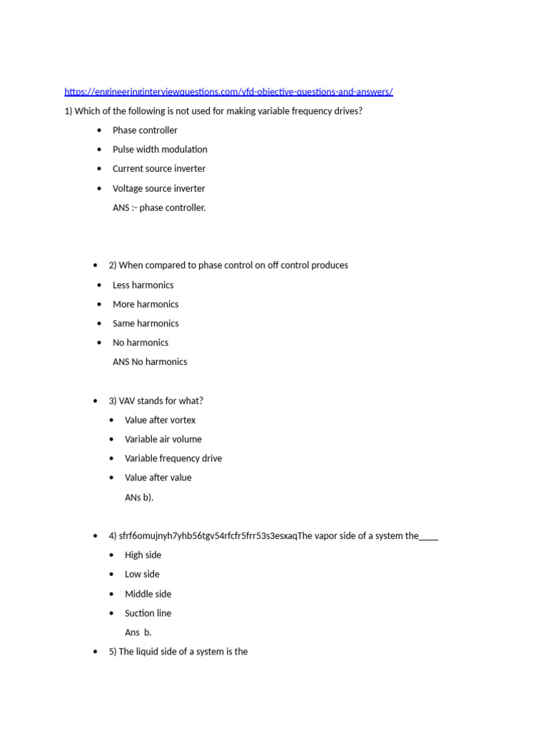 VFD Objective Questions and Answers | PDF | Power Inverter | Electrical ...